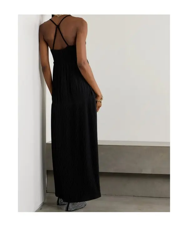 JOSEPH Pleated Crepe Maxi Dress