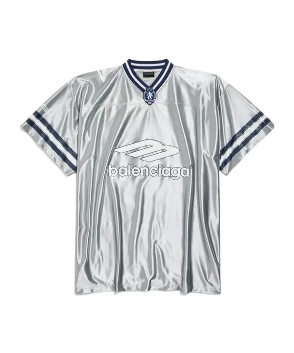Balenciaga 3b Football V-neck Oversized T-shirt - Grey/white