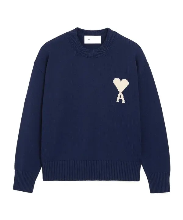 AMI Paris De Coeur Crewneck Jumper - Blue