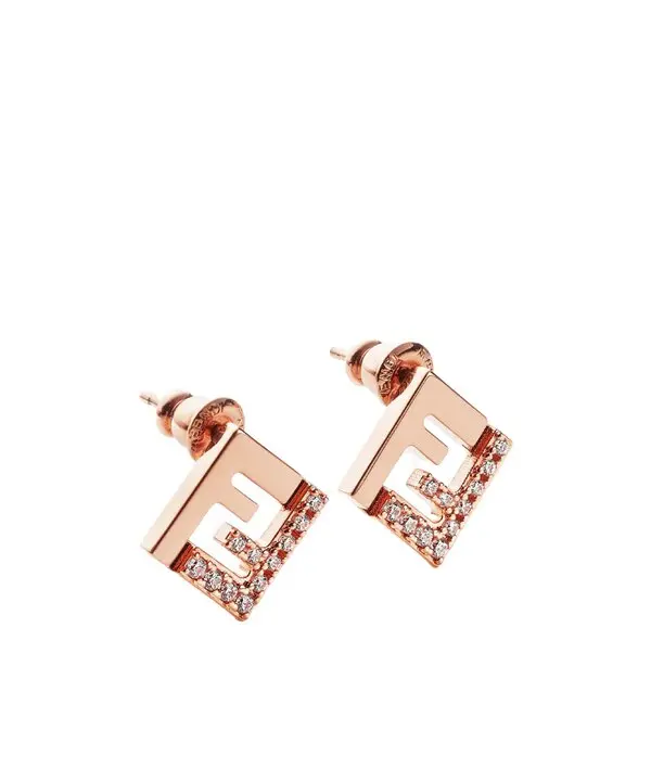 Fendi Embellished Ff Logo Earrings - Yellow