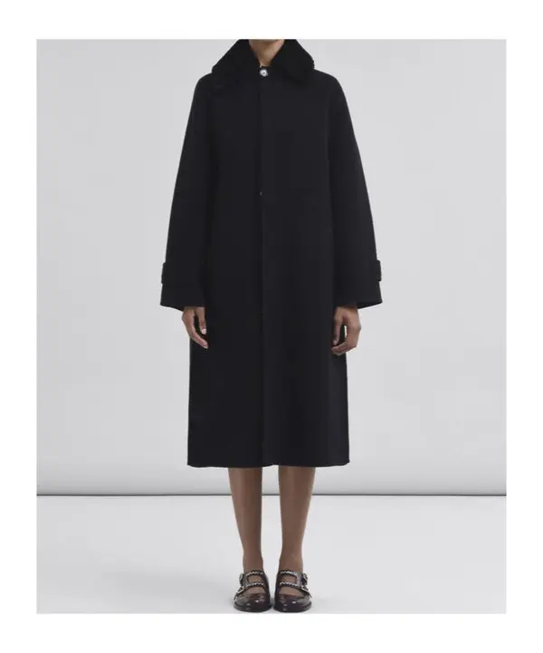 Marni Wool And Cashmere Coat With Removable Shearling Collar