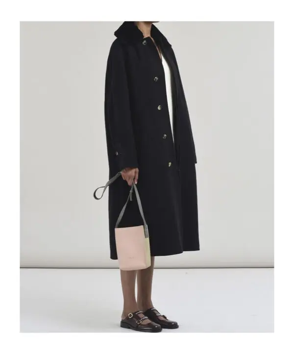 Marni Wool And Cashmere Coat With Removable Shearling Collar