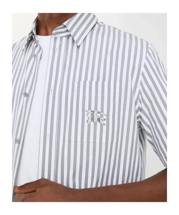 Burberry Robert Striped Short-sleeve Shirt - Dali Lime/white