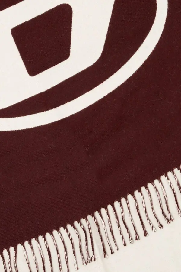 DIESEL® S-tevie Oval D-logo Fringed-edge Scarf - Wine Red