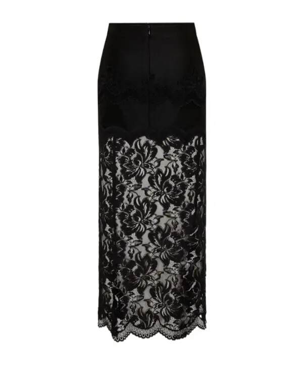 Rabanne Scalloped Lace Midi Skirt - Black