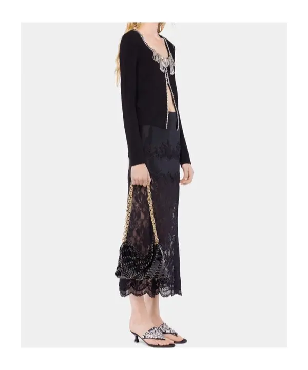 Rabanne Scalloped Lace Midi Skirt - Black
