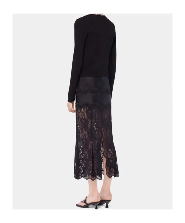 Rabanne Scalloped Lace Midi Skirt - Black