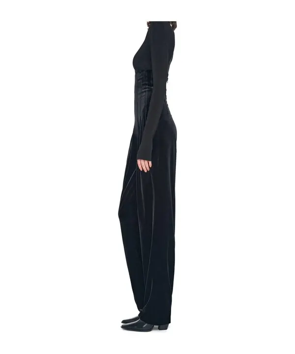 Norma Kamali High Waisted Tailored Pleat Wide Leg Trousers
