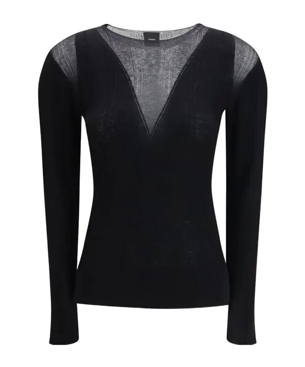 Pinko V-neck Knitted Top With Long Sleeves