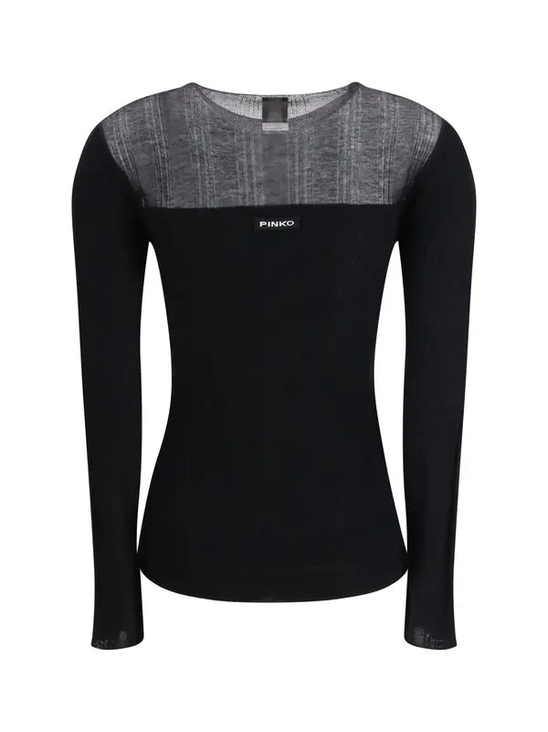 Pinko V-neck Knitted Top With Long Sleeves