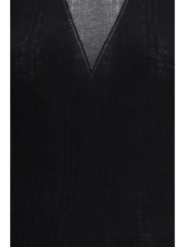 Pinko V-neck Knitted Top With Long Sleeves
