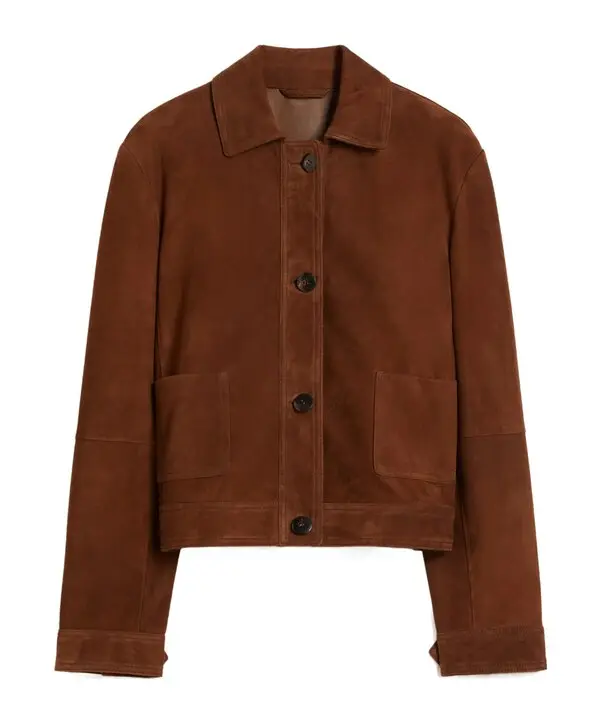 Max Mara Suede Button-up Jacket - Chocolate-colored