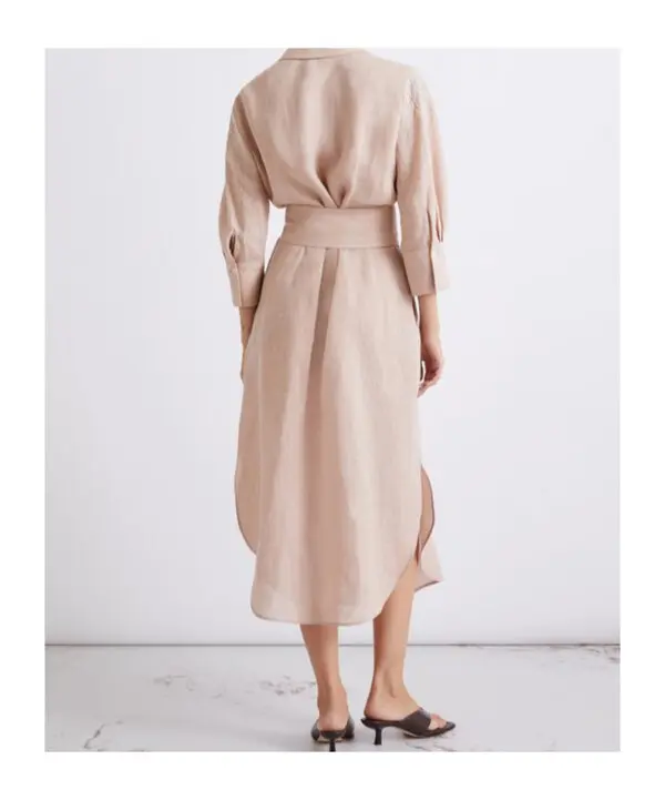 Marella Linen Shirt Dress With Rhinestone Embellishments And Belt