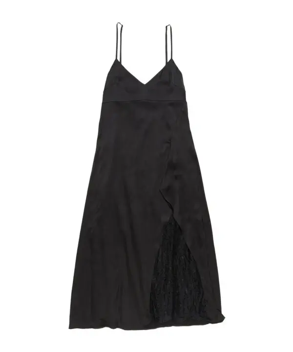 Acne Studios Satin Slip Dress With Lace Detail