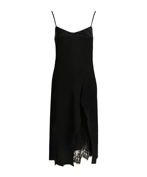 Acne Studios Satin Slip Dress With Lace Detail - Black