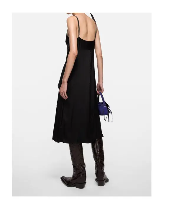 Acne Studios Satin Slip Dress With Lace Detail - Black
