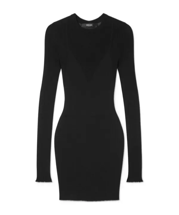 Versace Fitted Knitted Mini Dress With Medusa Hardware