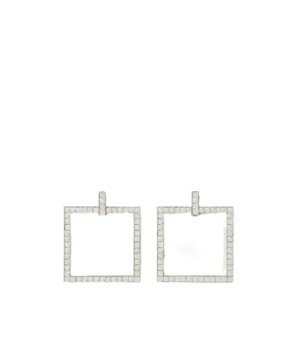 ROGER VIVIER Trompette Square Frame Earrings With Pin-style Clasp - Silver