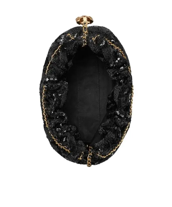 Tory Burch Fleming Sequin Mini Hobo Bag - Black