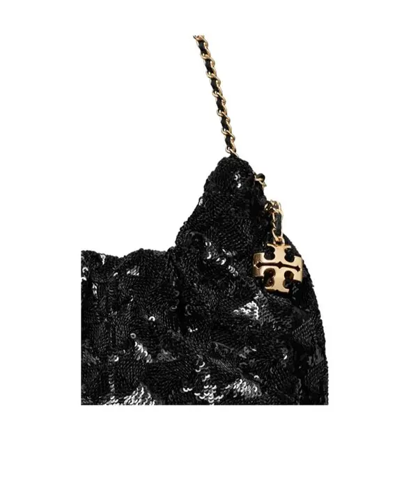 Tory Burch Fleming Sequin Mini Hobo Bag - Black