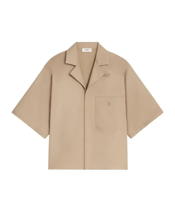 Celine Scout Shirt In Light Cotton Gabardine - Beige