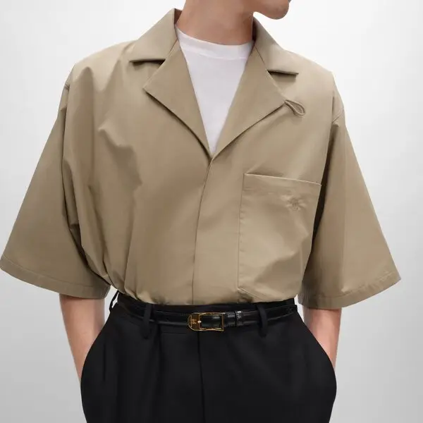 Celine Scout Shirt In Light Cotton Gabardine - Beige