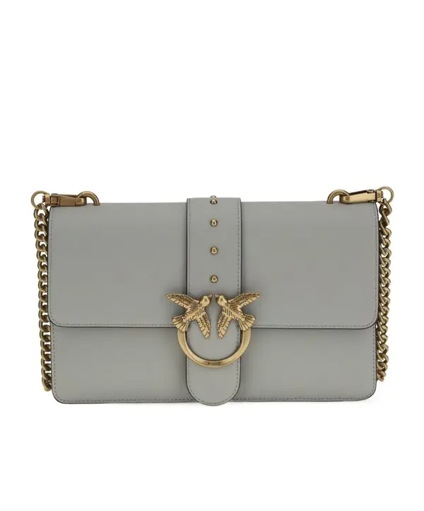Pinko Logo Plaque Chain Linked Crossbody Bag - Gray