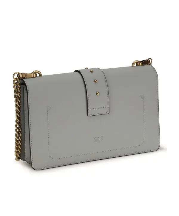 Pinko Logo Plaque Chain Linked Crossbody Bag - Gray
