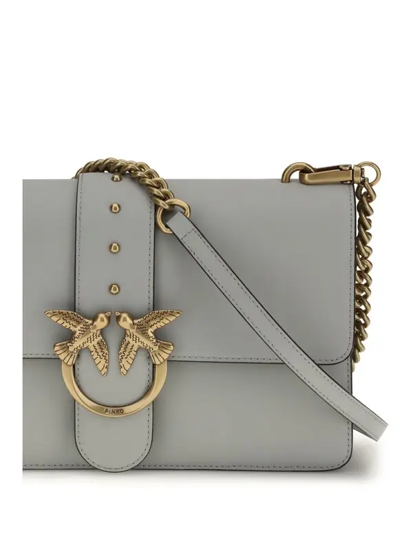 Pinko Logo Plaque Chain Linked Crossbody Bag - Gray