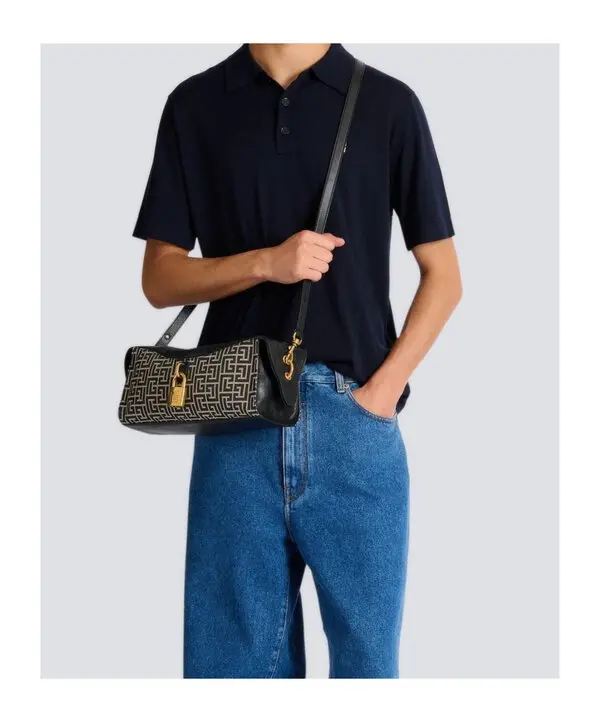 Balmain Monogram Jacquard Pulse Shoulder Bag