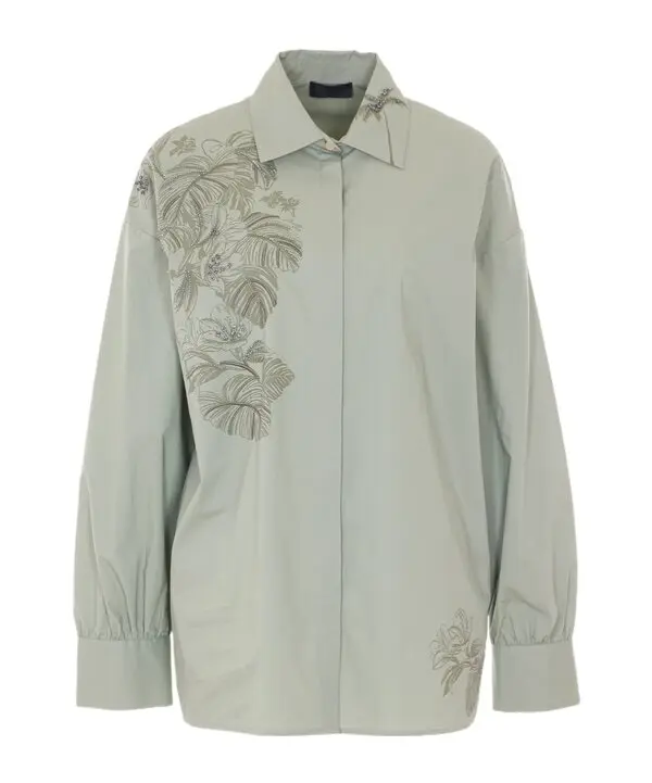 Liu Jo Palm Print Embellished Shirt - Gray