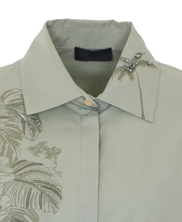 Liu Jo Palm Print Embellished Shirt - Gray