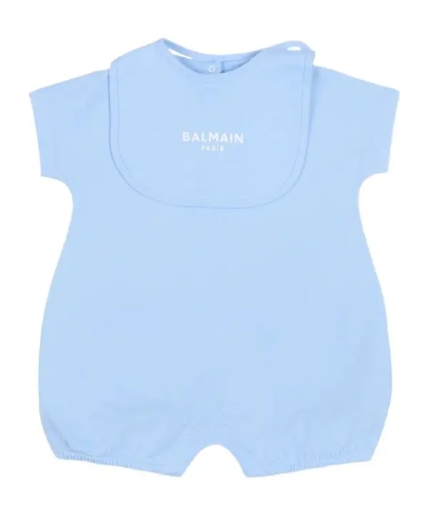 Balmain Logo Detail Romper Set - Light Blue