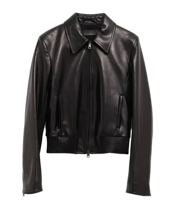 Balenciaga Long-sleeved Leather Jacket - Black