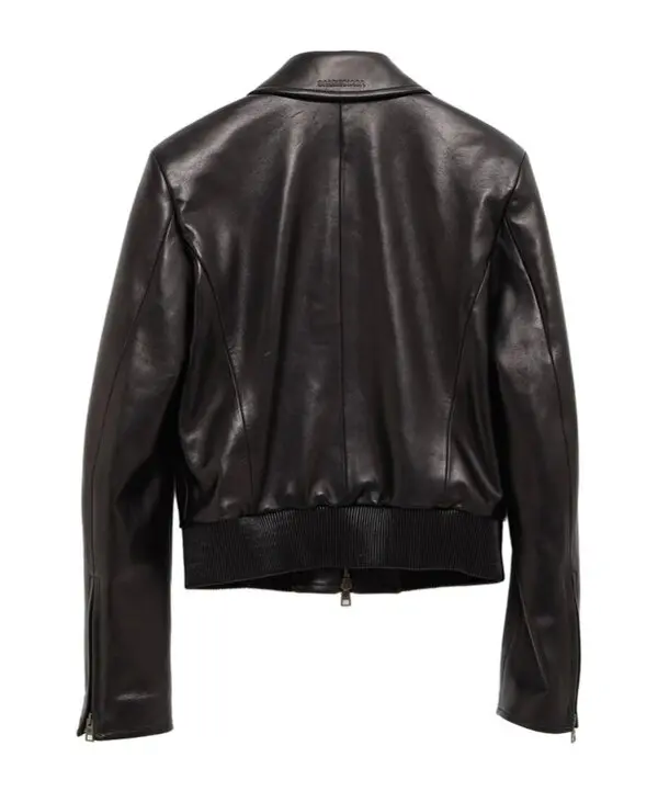 Balenciaga Long-sleeved Leather Bomber Jacket