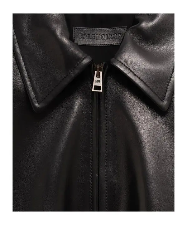 Balenciaga Long-sleeved Leather Bomber Jacket
