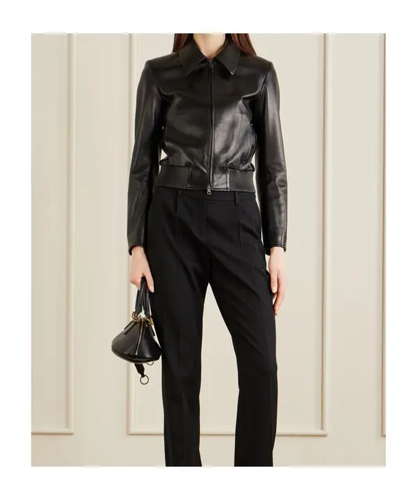 Balenciaga Long-sleeved Leather Bomber Jacket