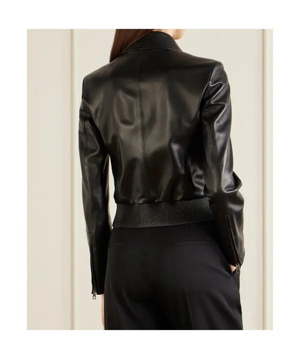 Balenciaga Long-sleeved Leather Bomber Jacket