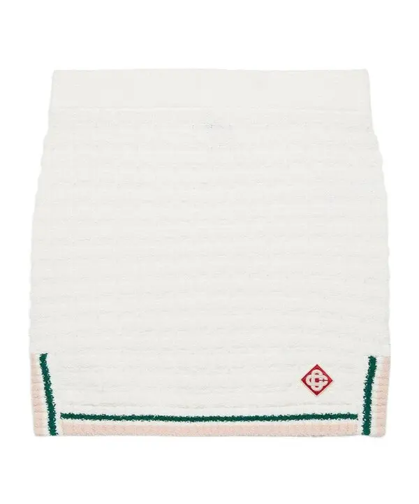 Casablanca Logo Bouclé Skirt - White