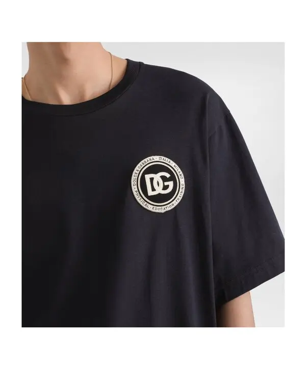 Dolce & Gabbana Dolce Gabbana Logo Patch Crewneck T-shirt - Blue