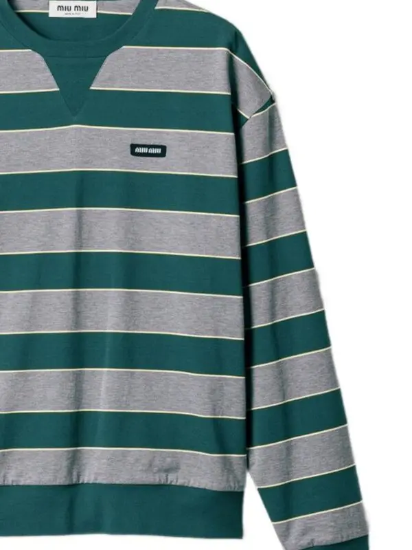 Miu Miu Oversized Striped Long Sleeve Sweatshirt