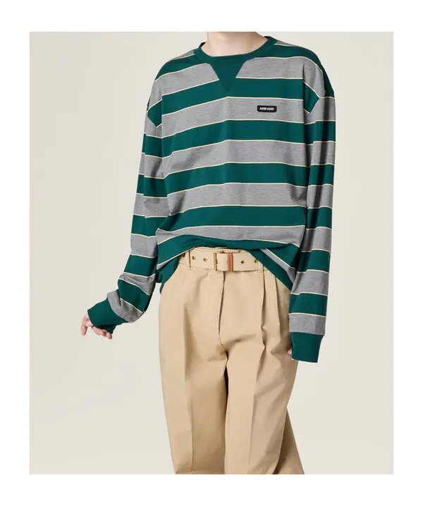 Miu Miu Oversized Striped Long Sleeve Sweatshirt