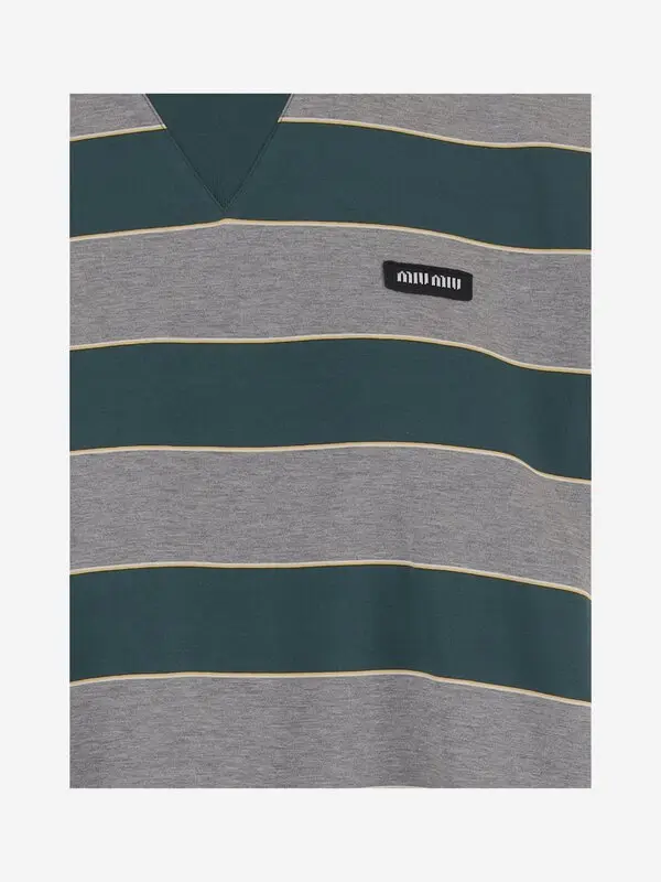 Miu Miu Oversized Striped Long Sleeve Sweatshirt