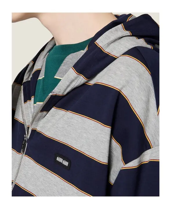 Miu Miu Oversized Striped Long Sleeve Sweatshirt
