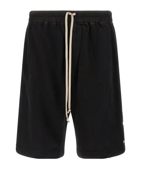 Rick Owens Elasticated Waist Drawstring Shorts With Snap Detail - Black