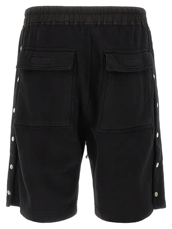 Rick Owens Elasticated Waist Drawstring Shorts With Snap Detail - Black