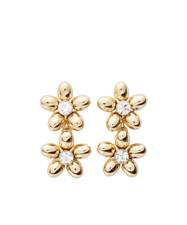 Carolina Herrera Double Flower Drop Earrings - Golden