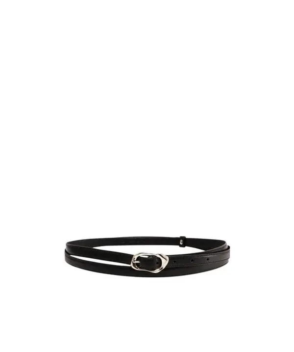Alexander McQueen Molten Thin Leather Belt - Black