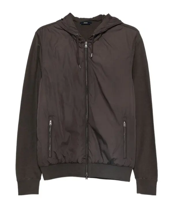 Herno Zip-up Hooded Drawstring Jacket - Black