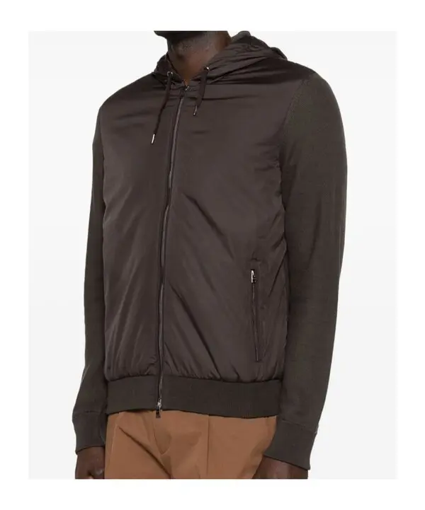 Herno Zip-up Hooded Drawstring Jacket - Black